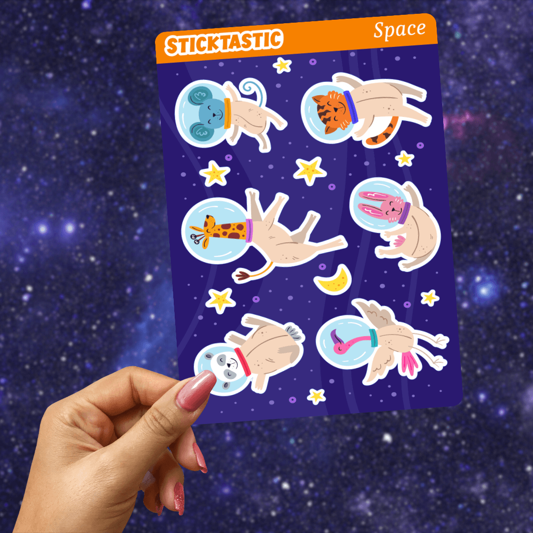 Space Theme Paper Sticker Sheets (set of 2 sheets) | Sticktastic