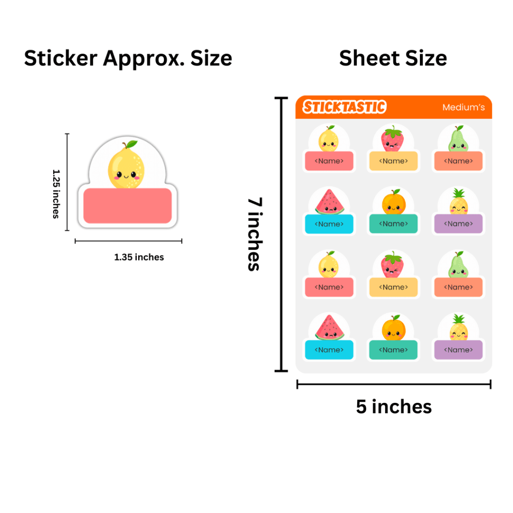 Fruits Theme - Customized Name Labels for Kids (24 stickers) | Sticktastic