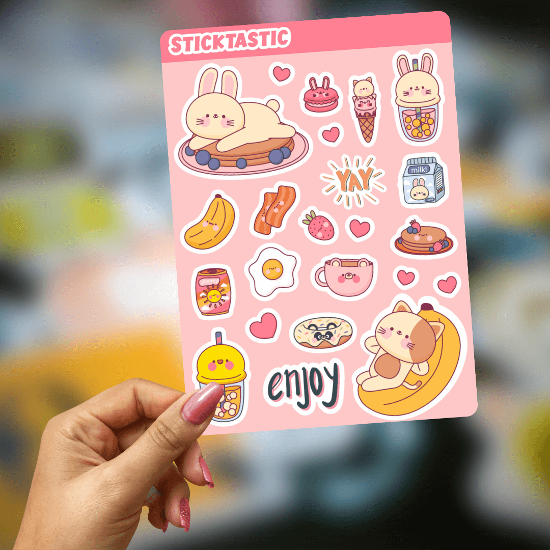 Kawaii Paper Sticker Sheets (set of 2 sheets) | Sticktastic