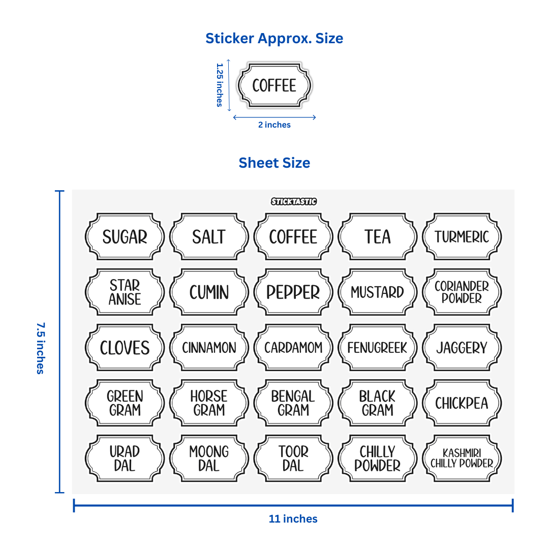 Kitchen Labels KL01 | Vinyl Stickers | White | Sticktastic