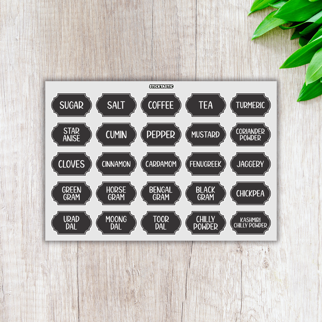 Kitchen Labels KL02 | Vinyl Stickers | Black | Sticktastic
