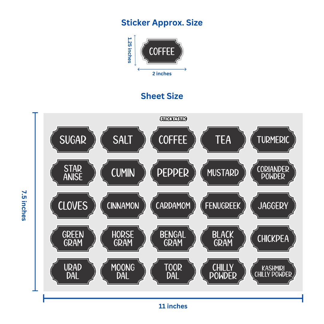 Kitchen Labels KL02 | Vinyl Stickers | Black | Sticktastic