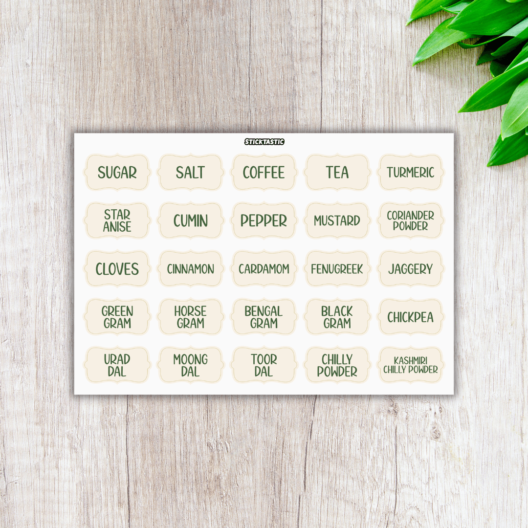 Kitchen Labels KL03 | Vinyl Stickers | Beige | Sticktastic