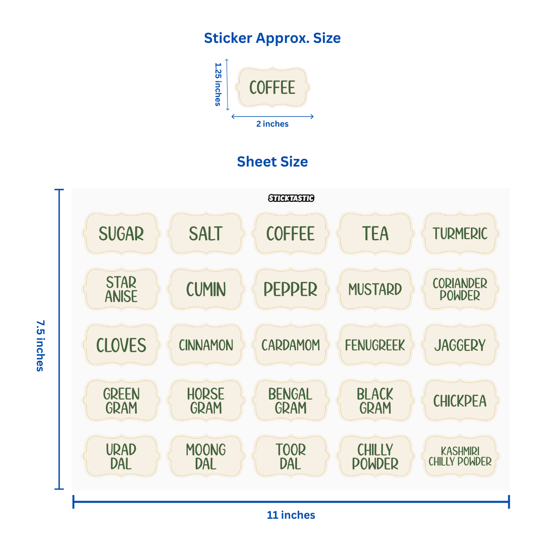 Kitchen Labels KL03 | Vinyl Stickers | Beige | Sticktastic