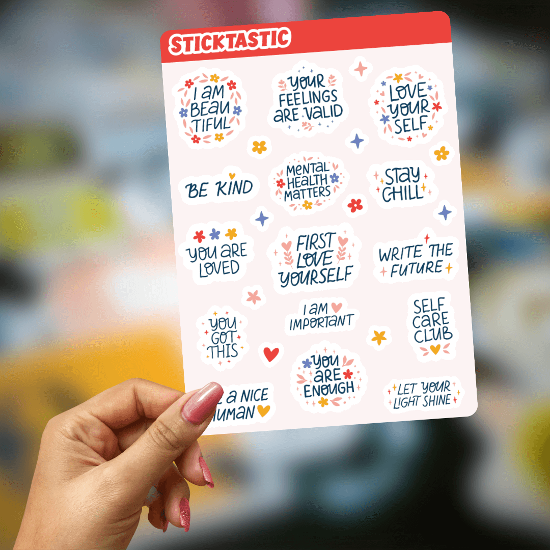 Positive Affirmations Paper Sticker Sheets (set of 2 sheets) | Sticktastic