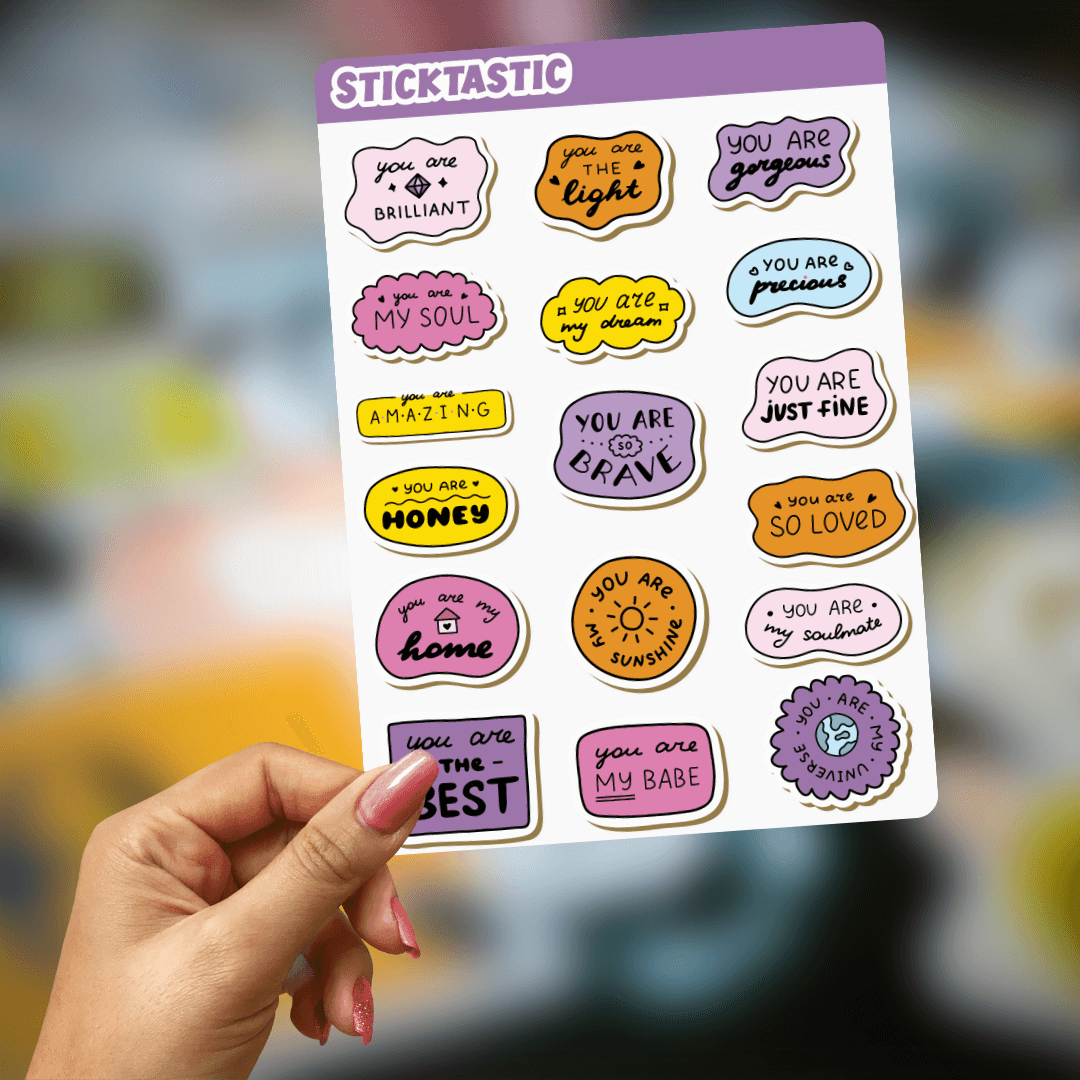 Positive Affirmations Paper Sticker Sheets (set of 2 sheets) | Sticktastic