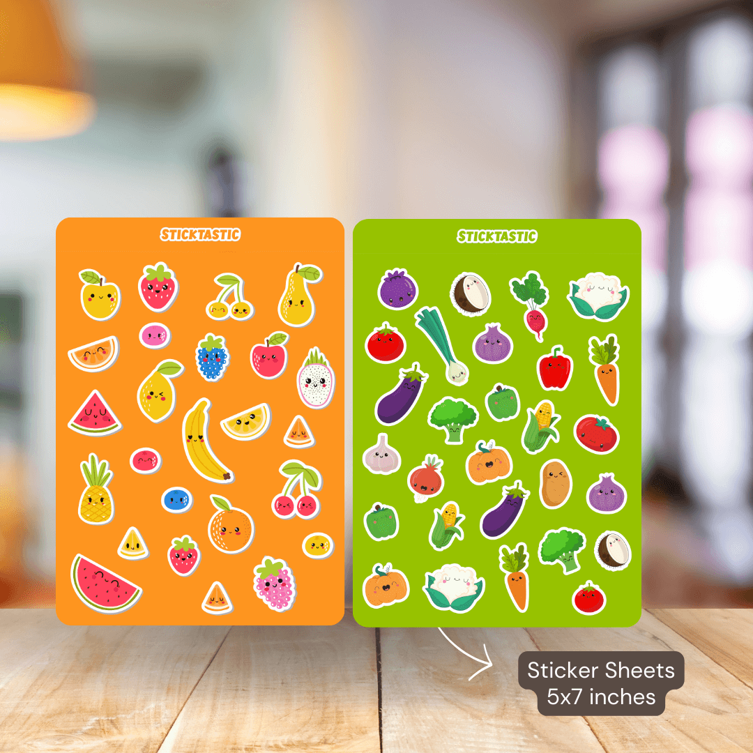 Kawaii Fruits & Veggies Sticker Sheets - Planners & DIY Crafts ...