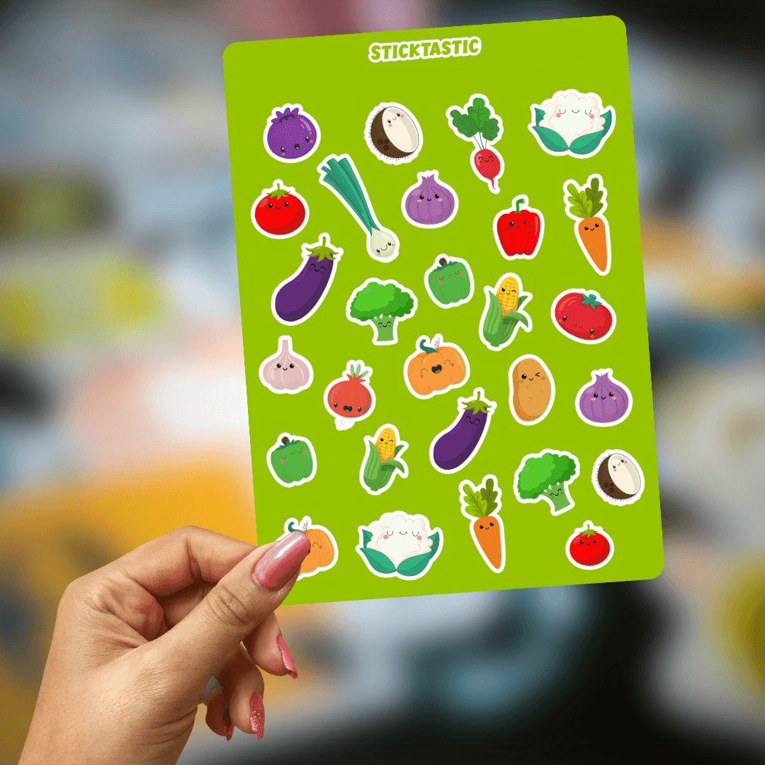 Kawaii Fruits & Veggies Sticker Sheets - Planners & DIY Crafts ...