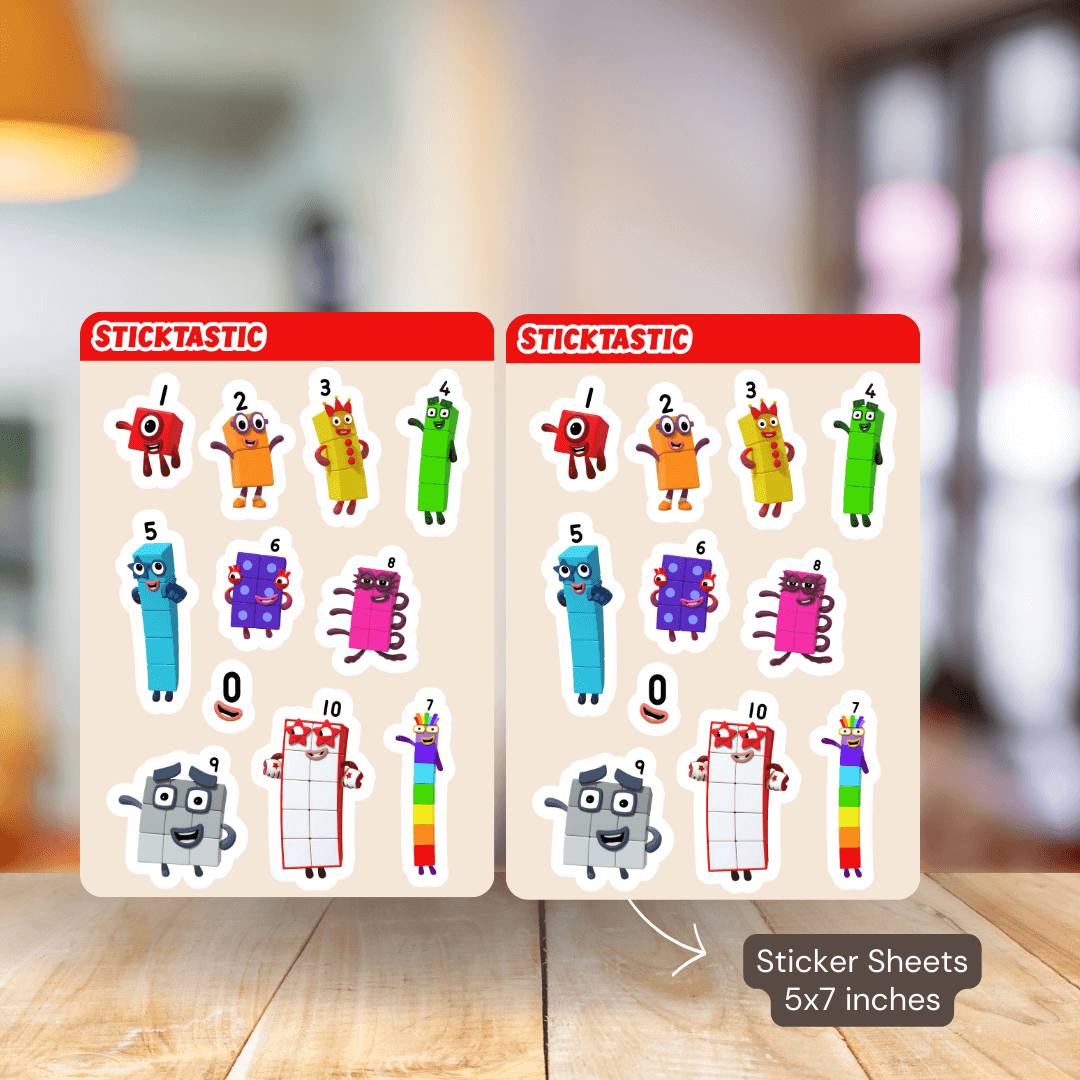 Number Blocks Paper Sticker Sheets (set of 2 sheets) | Sticktastic